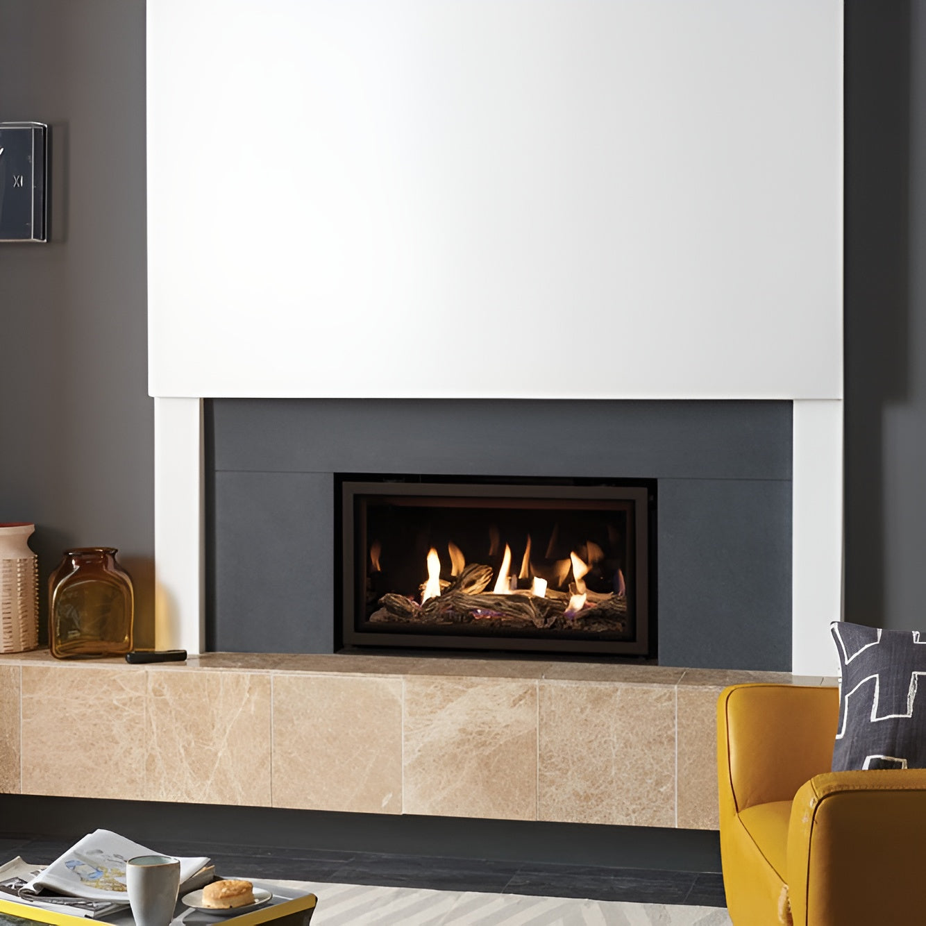 Gazco Studio 1 Gas Fire - Conventional Flue - Glass Fronted - Black ...
